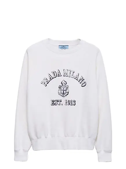 Prada Branded-print Cotton-jersey Sweatshirt - White