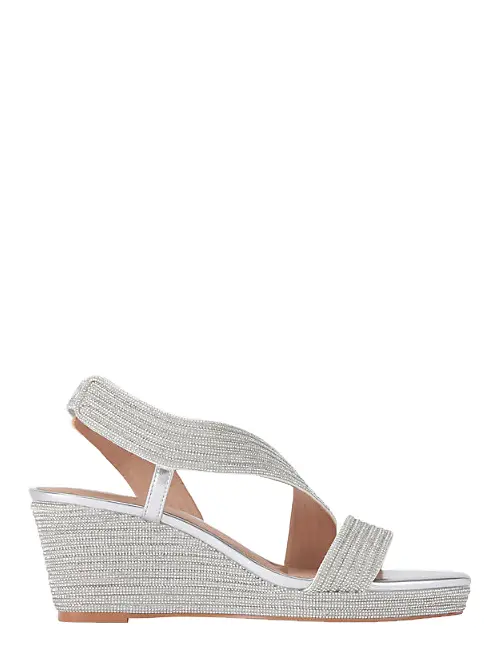 Carvela Gala 70 Jewel-embellished Wedge Sandals - Silver