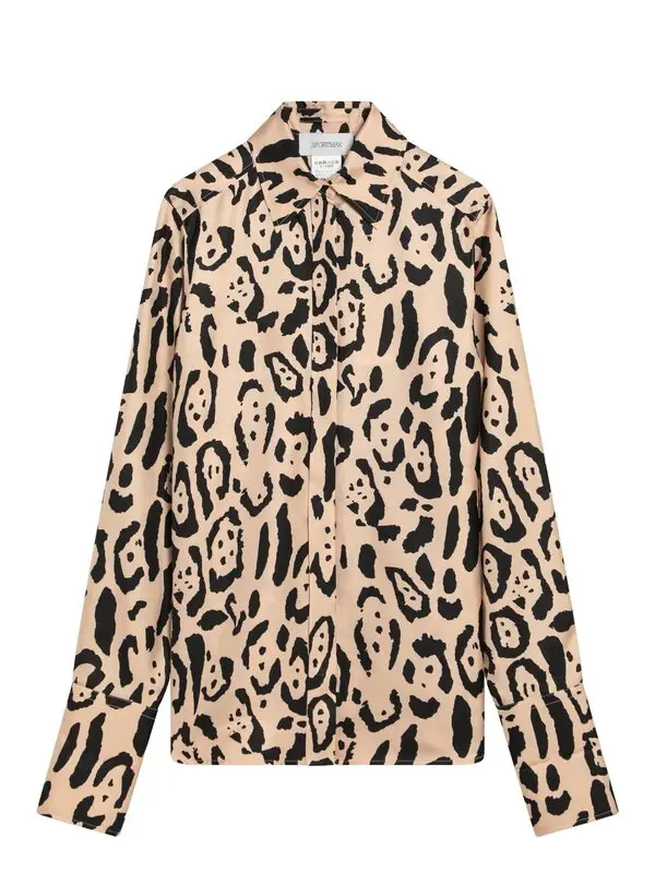 Sportmax Silk Animal Print Shirt - Beige