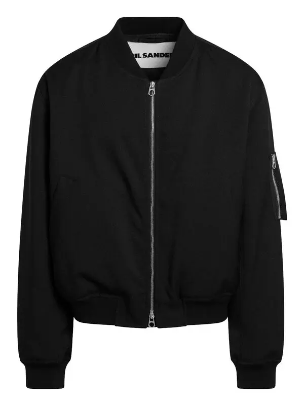 JIL SANDER Zipped Bomber Jacket - Black