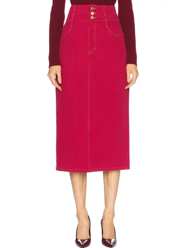 FRAME X Carolina Herrera Corset Midi Skirt - Currant