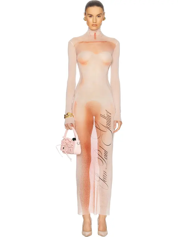 Jean Paul Gaultier Le Classique Long Dress - Pale Pink & Dusty Pink