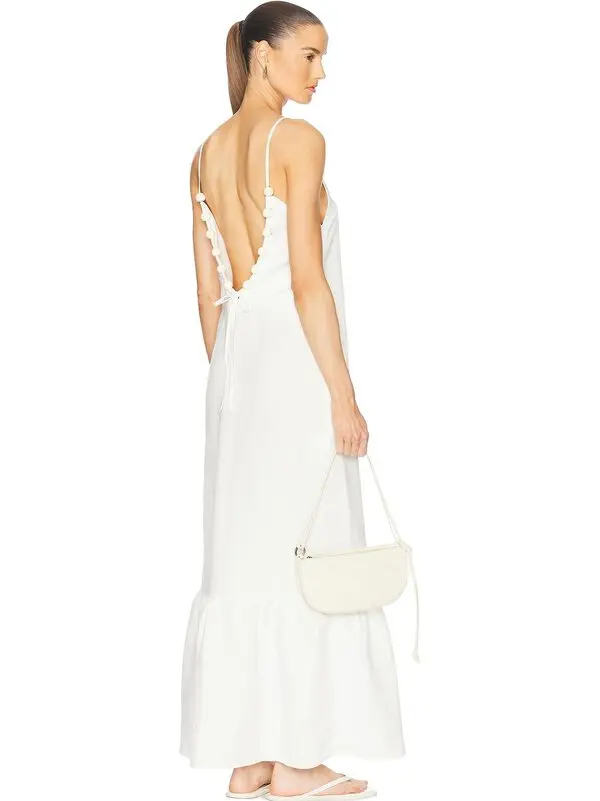ADRIANA DEGREAS Golden Age Solid Strap Long Dress - Off White