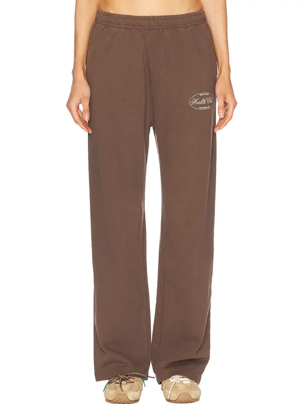SPORTY & RICH Oval Health Straight Leg Sweatpant - Chocolate