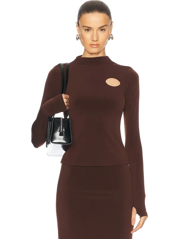 Sandy Liang Bella Top - Dark Brown
