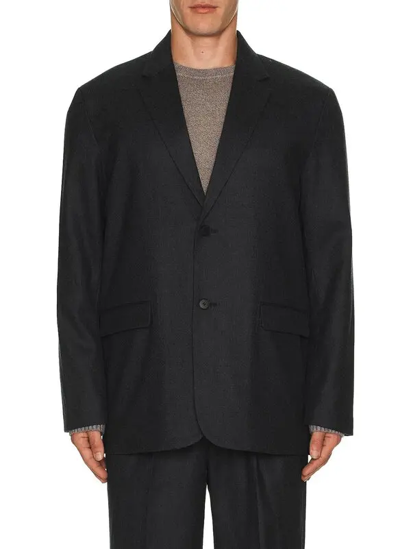 Saturdays Nyc Wool Saxony Tailored Jacket In Grey - Charcoal
