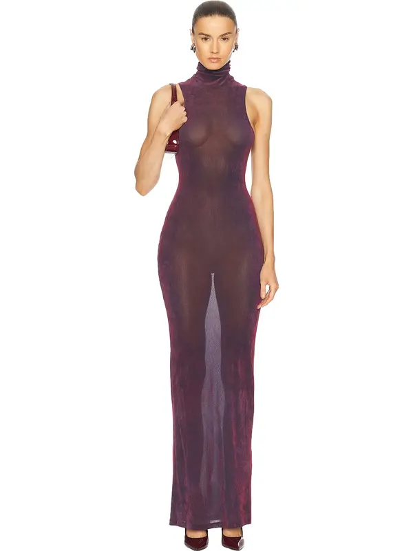 PRISCAVERA Turtleneck Maxi Dress - Sugar Plum