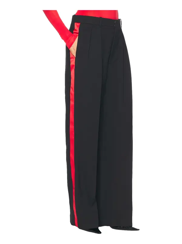 Wardrobe.NYC Low Rise Tuxedo Trouser - Black & Red