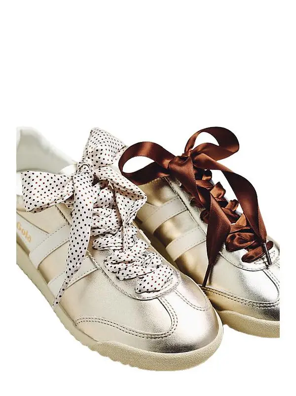 Anthropologie Satin Shoe Laces - Brown/polka Dot