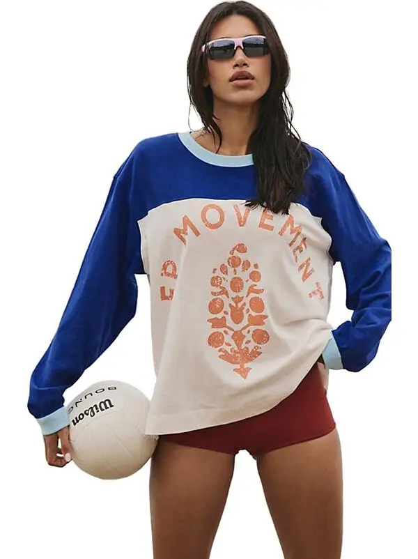 Free People Hustle Logo Layer Top - Blue Sport Combo