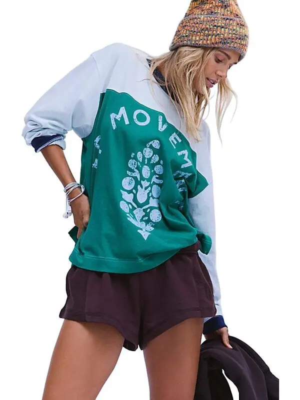Free People Hustle Logo Layer Top - Green Glow Combo