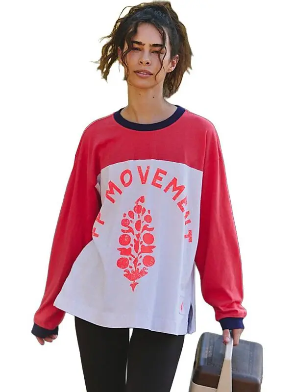 Free People Hustle Logo Layer Long Sleeve - South Beach Combo