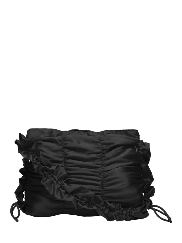 DAMSON MADDER Ruched Satin Bag - Black