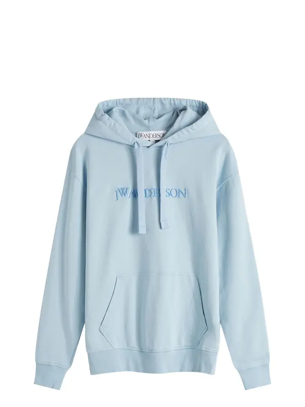 JW Anderson Logo Embroidery Hoodie - Pale Blue