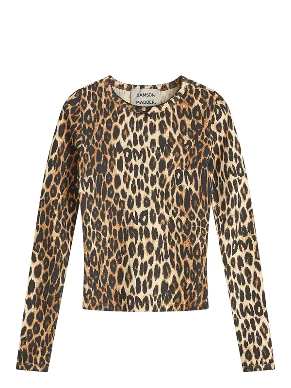 DAMSON MADDER Lua Pointelle Long-sleeve Top - Leopard