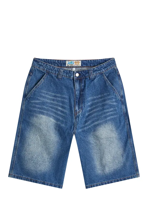 LO-FI Activate Denim Shorts - Washed Dark Blue