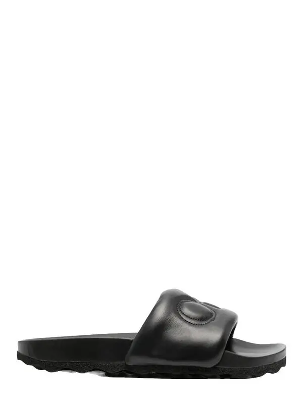 Off-White Bookish Leather Sliders - Black