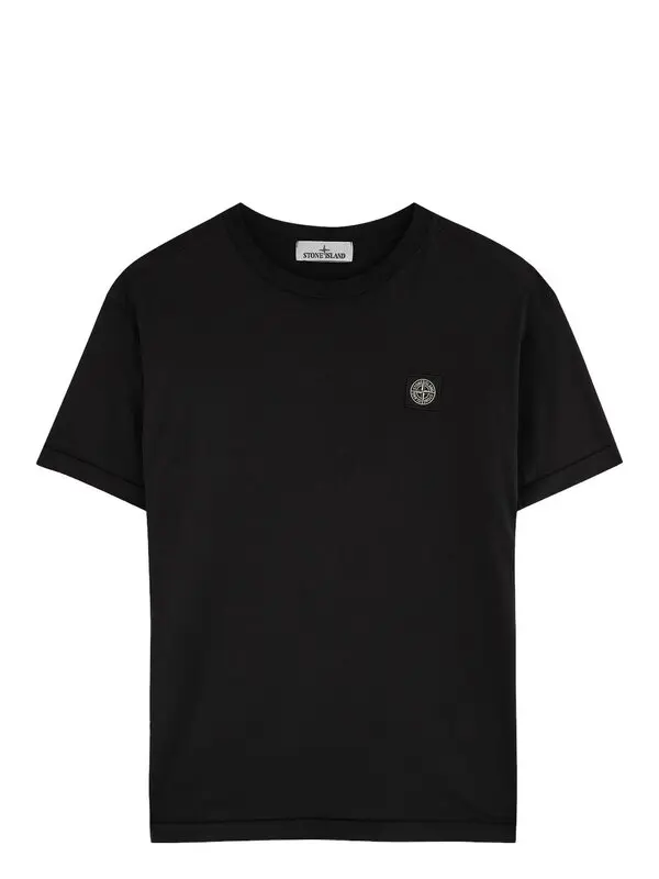 Stone Island Logo Cotton T-shirt - Black