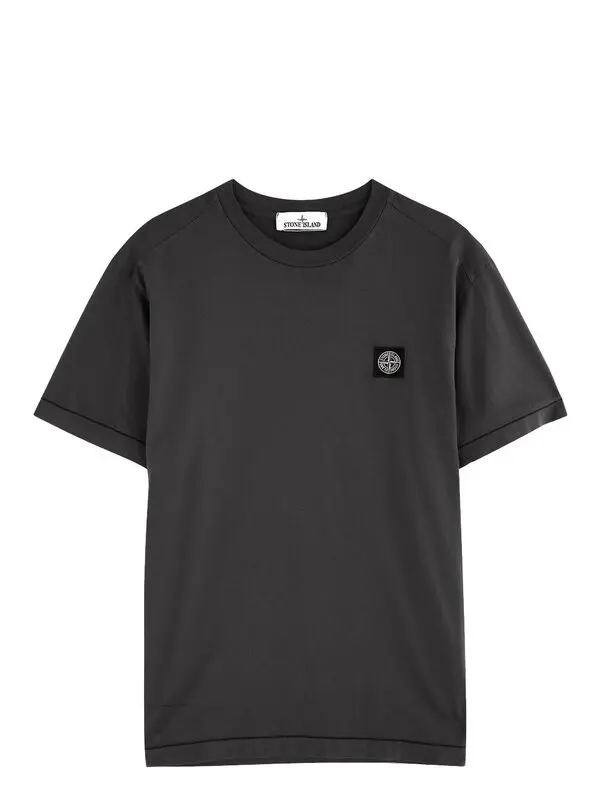 Stone Island Logo Cotton T-shirt - Charcoal