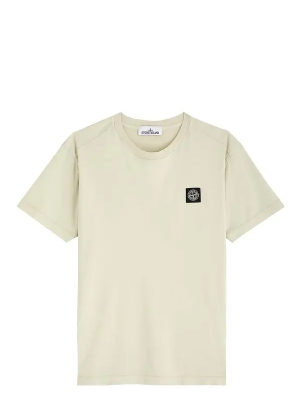 Stone Island Logo Cotton T-shirt - Sand