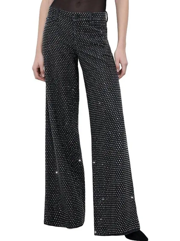Alice + Olivia Trish Embellished Jeans - Charcoal