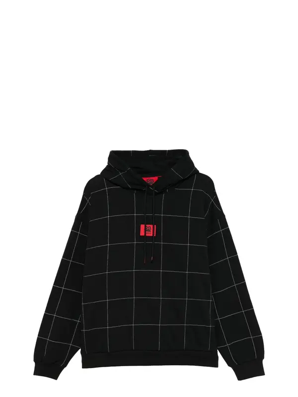 Hugo Boss Checked Hoodie - Black