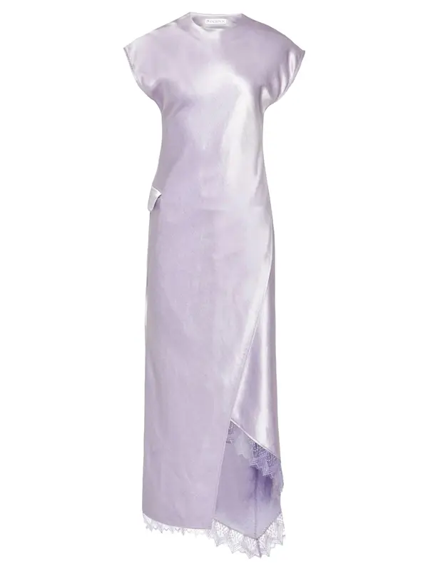 JW Anderson Asymmetric Lace-trim Dress - Purple