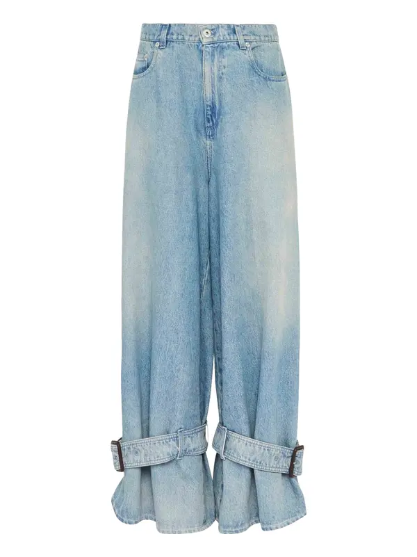JW Anderson Buckled Cuff Wide Leg Jeans - Blue