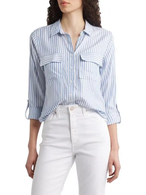 BEACHLUNCHLOUNGE Fallon Crop Button-up Shirt - Dodger Blue