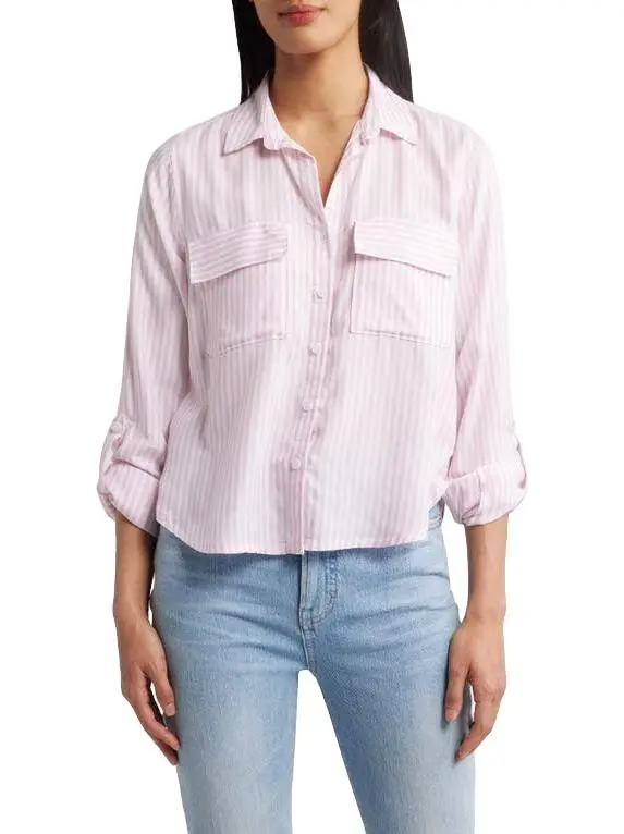 BEACHLUNCHLOUNGE Fallon Crop Button-up Shirt - Dreamy Pink