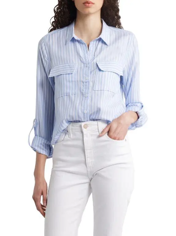 BEACHLUNCHLOUNGE Fallon Crop Button-up Shirt - Whisper Lilac