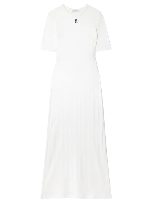Rabanne Embellished Pointelle-knit Cotton Maxi Dress - White