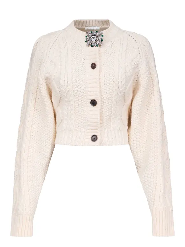 AREA Brooch-detail Cardigan - Neutrals