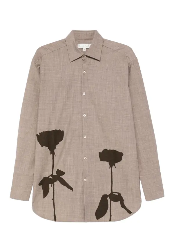 LUDOVIC DE SAINT SERNIN Floral Embroidered Shirt - Neutrals
