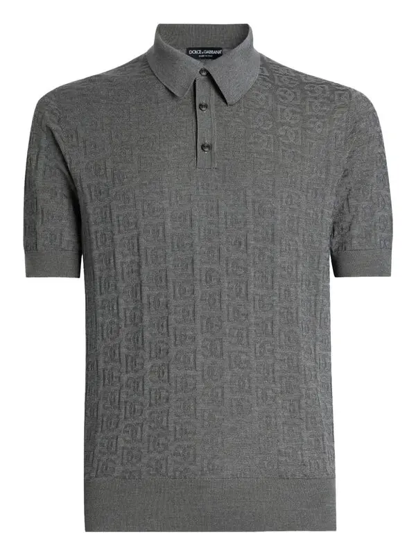 Dolce & Gabbana Logo-jacquard Polo Shirt - Grey
