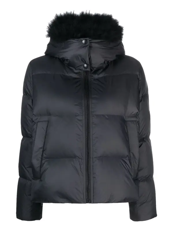 YVES SALOMON Detachable Hood Puffer Jacket - Black