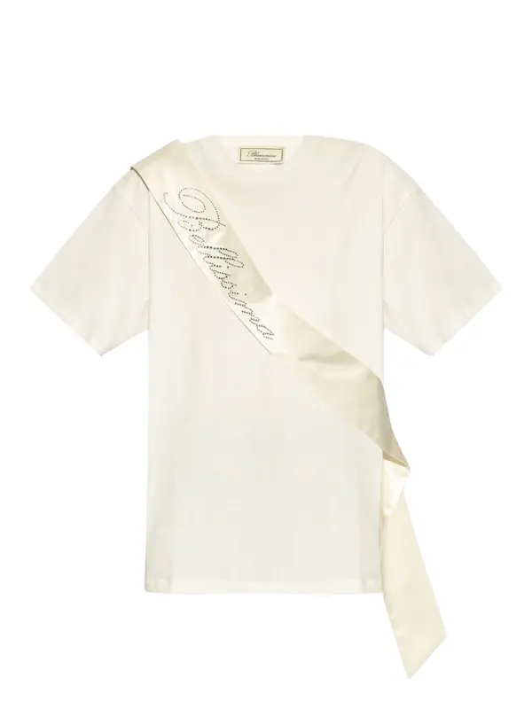 Blumarine Logo-embellished T-shirt - Neutrals