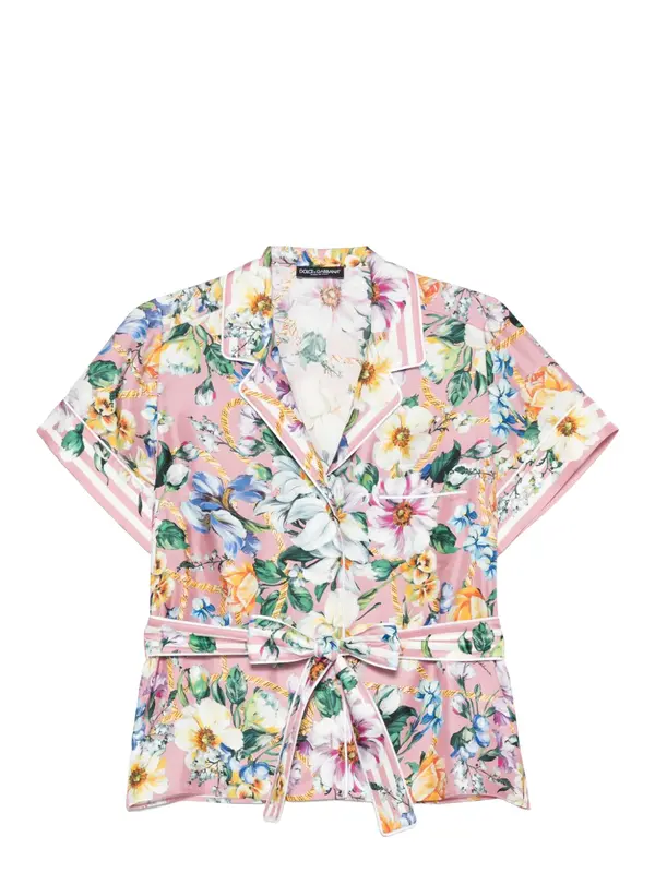 Dolce & Gabbana Floral-print Silk Shirt - Pink