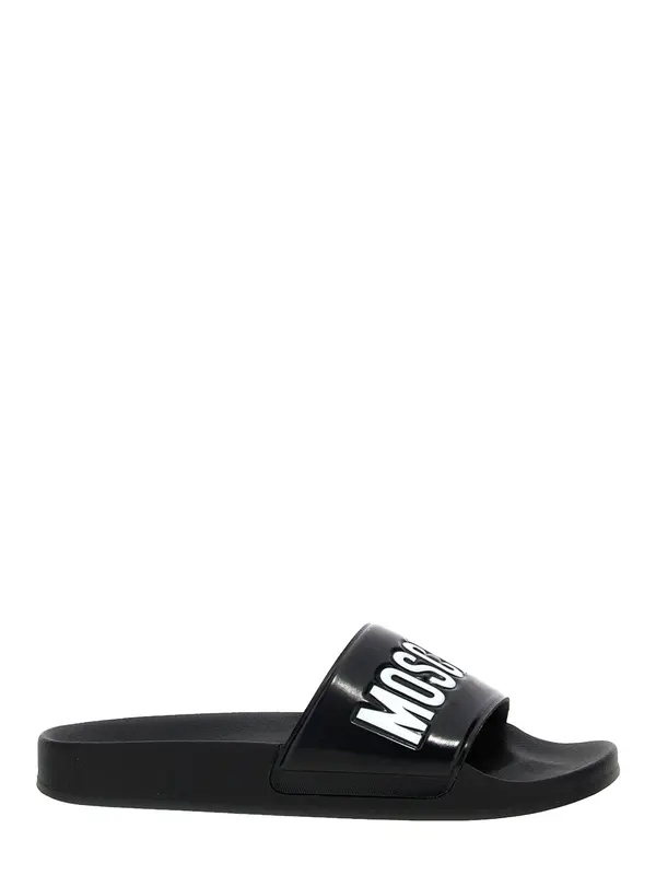 Moschino Logo-print Slides - Black