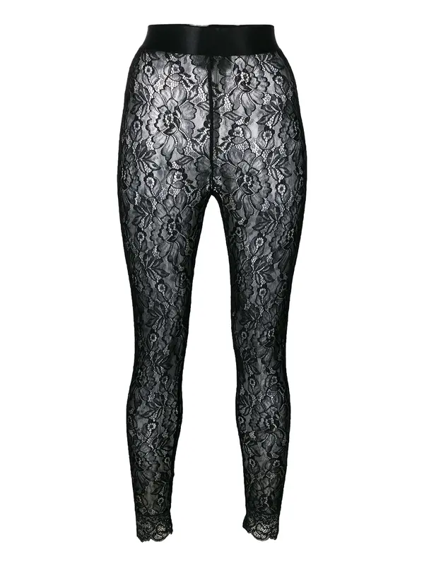 Faith Connexion Floral-lace Tights - Black