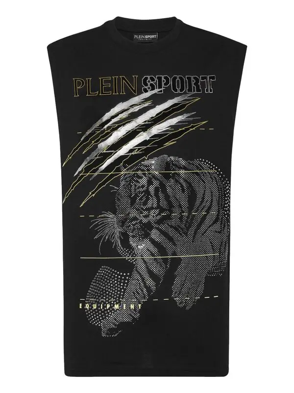 PLEIN SPORT Tiger-motif Tank Top - Black