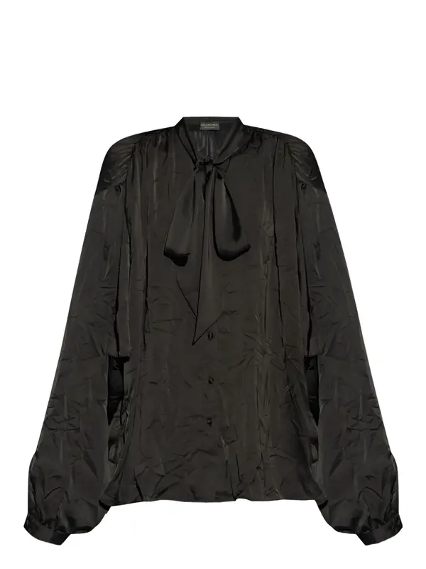 Balenciaga Pussy Bow-collar Shirt - Black