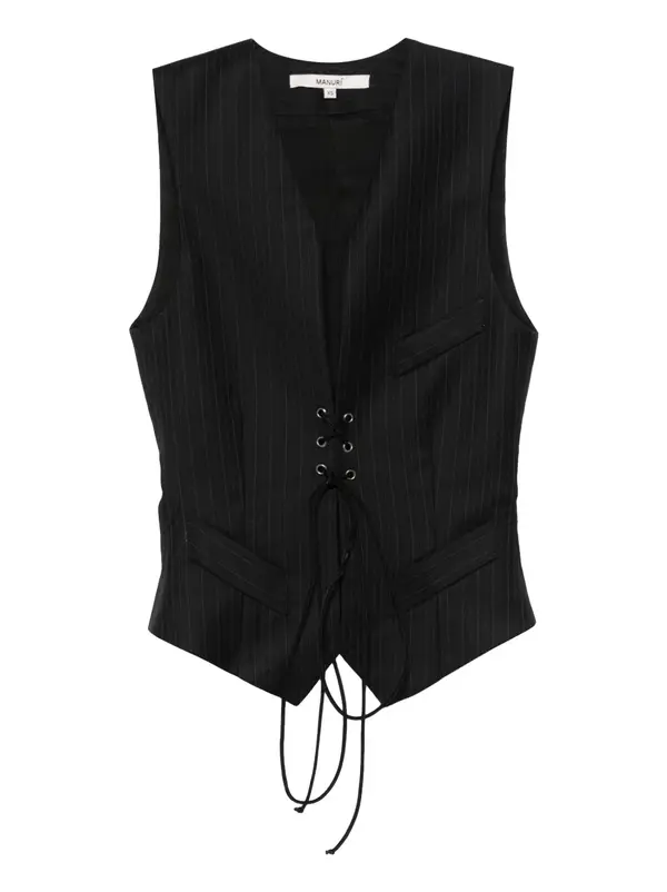 MANURI Poppy Sleeveless Vest - Black