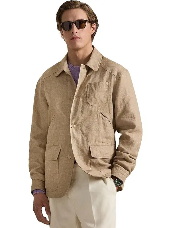 Polo Ralph Lauren Linen Herringbone Utility Jacket - Natural Herringbone