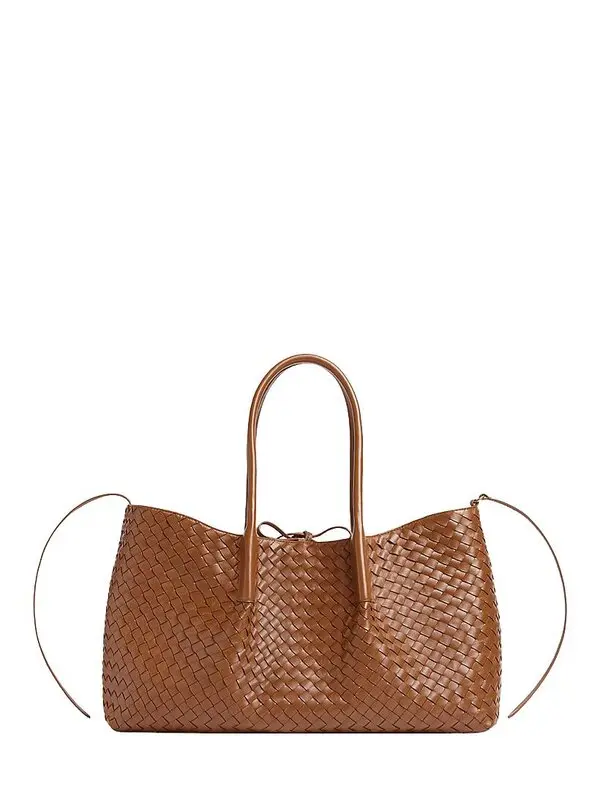 Bottega Veneta Pinacoteca Reversible Intrecciato Leather Tote - Amber/blue Royal