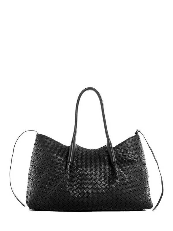 Bottega Veneta Pinacoteca Reversible Intrecciato Leather Tote - Black/fondant/brass