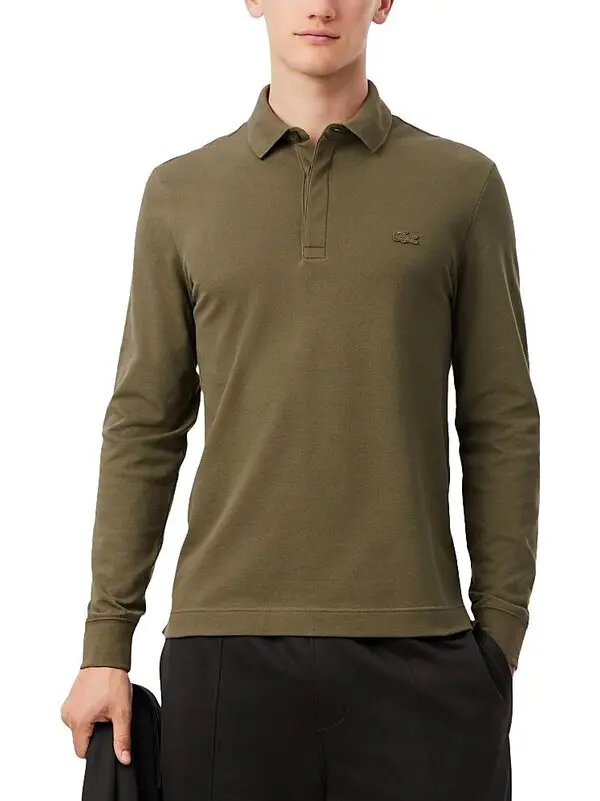 Lacoste Long Sleeve Ribbed Collar Polo Shirt - Green