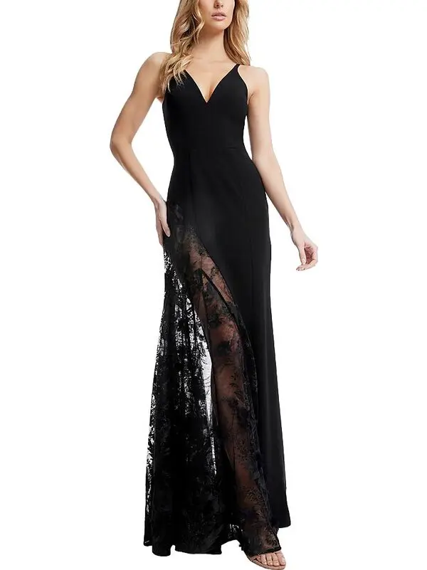 Dress The Population Gianna Lace Inset Gown - Black