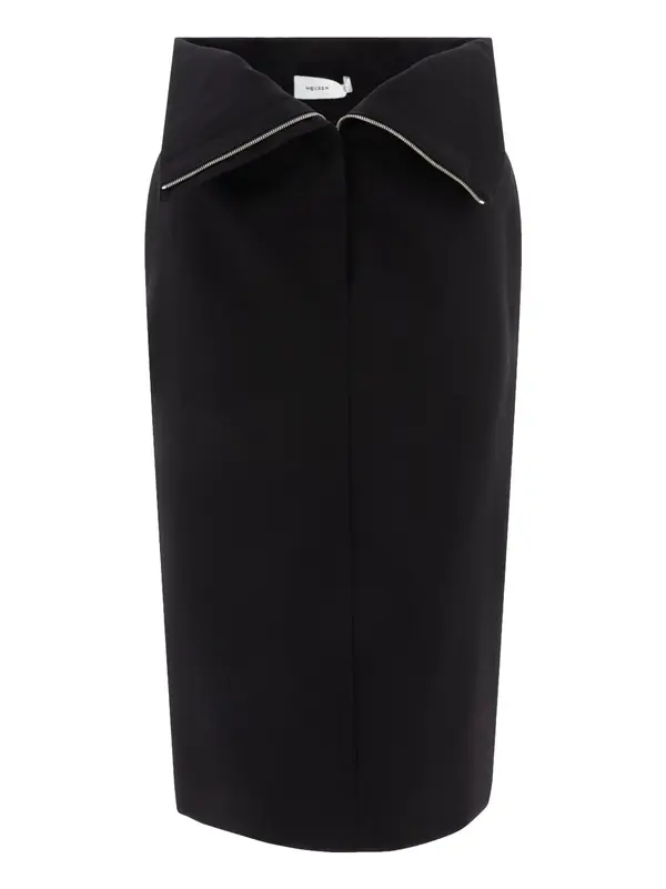 Alexander McQueen Folded-edge Midi Skirt - Black