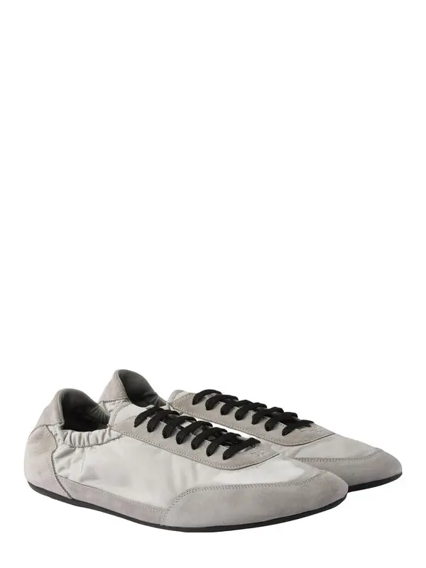 Prada Re-nylon And Suede Collapse Sneakers - Grey